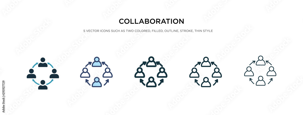 collaboration icon in different style vector illustration. two colored ...