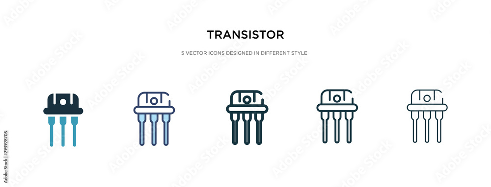 transistor icon in different style vector illustration. two colored and ...