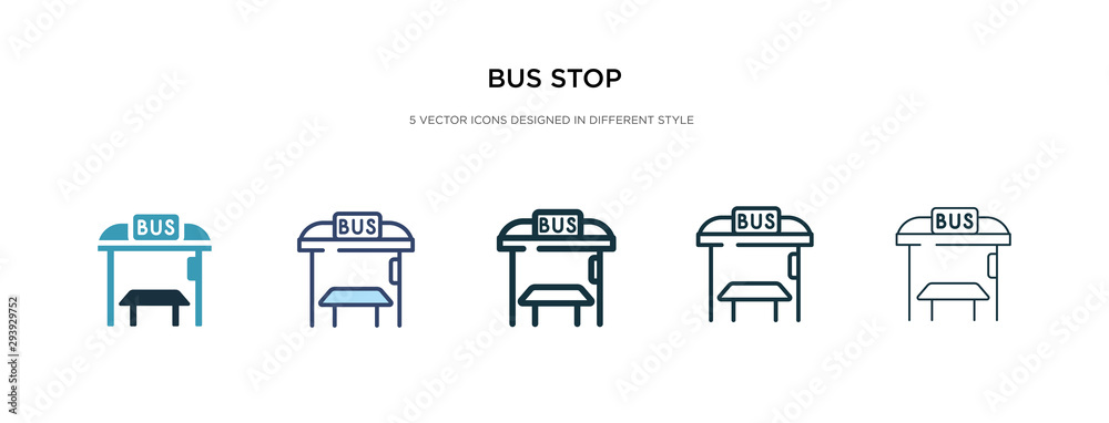 bus stop icon in different style vector illustration. two colored and ...