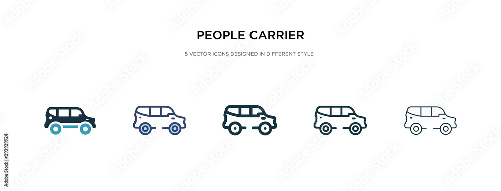 people carrier icon in different style vector illustration. two colored ...
