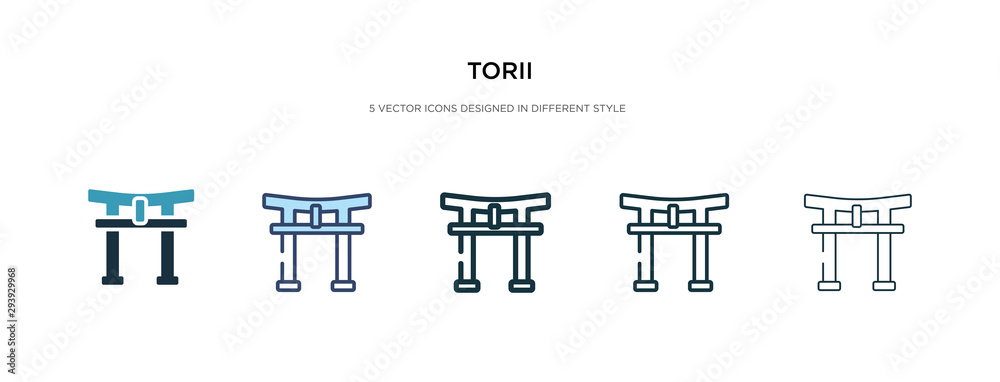 torii icon in different style vector illustration. two colored and ...