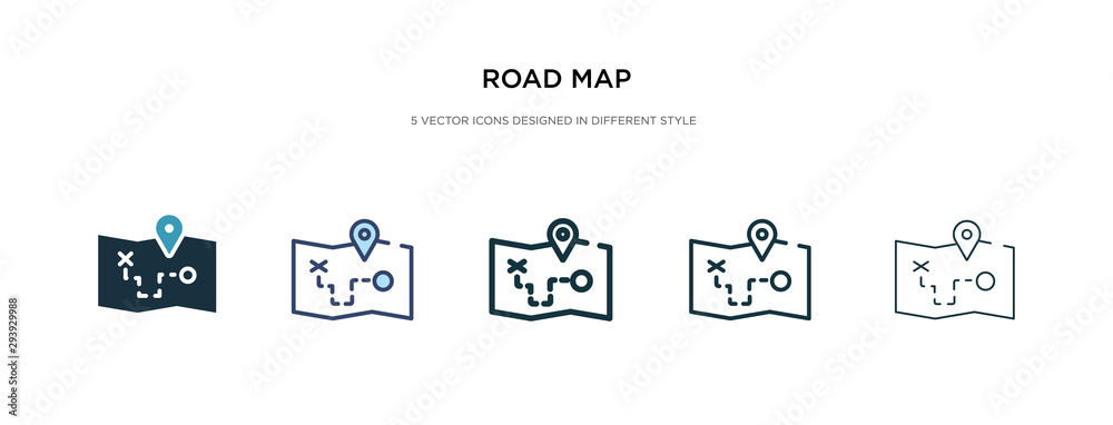 road map icon in different style vector illustration. two colored and ...