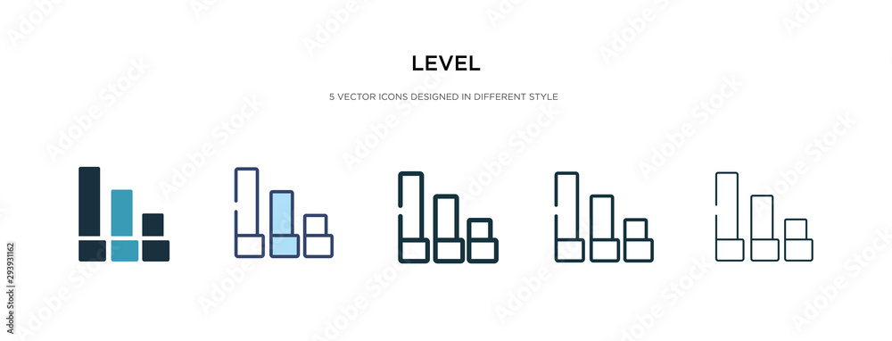 level icon in different style vector illustration. two colored and ...