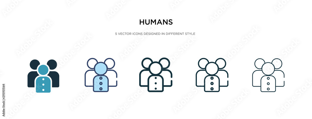 humans icon in different style vector illustration. two colored and ...