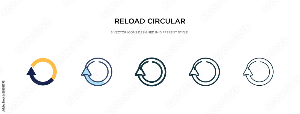 reload circular arrow icon in different style vector illustration. two ...