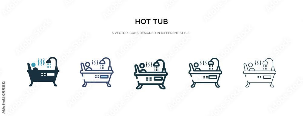 hot tub icon in different style vector illustration. two colored and ...