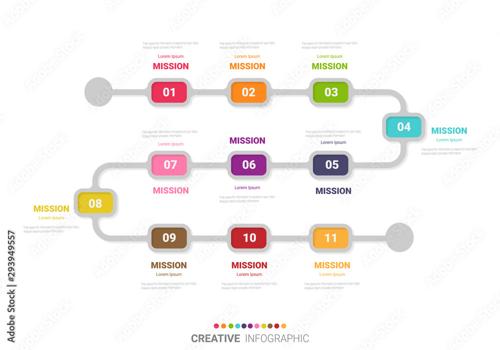 Fototapeta mapa świata dla dzieci Infographic design template with numbers 11 option for ...