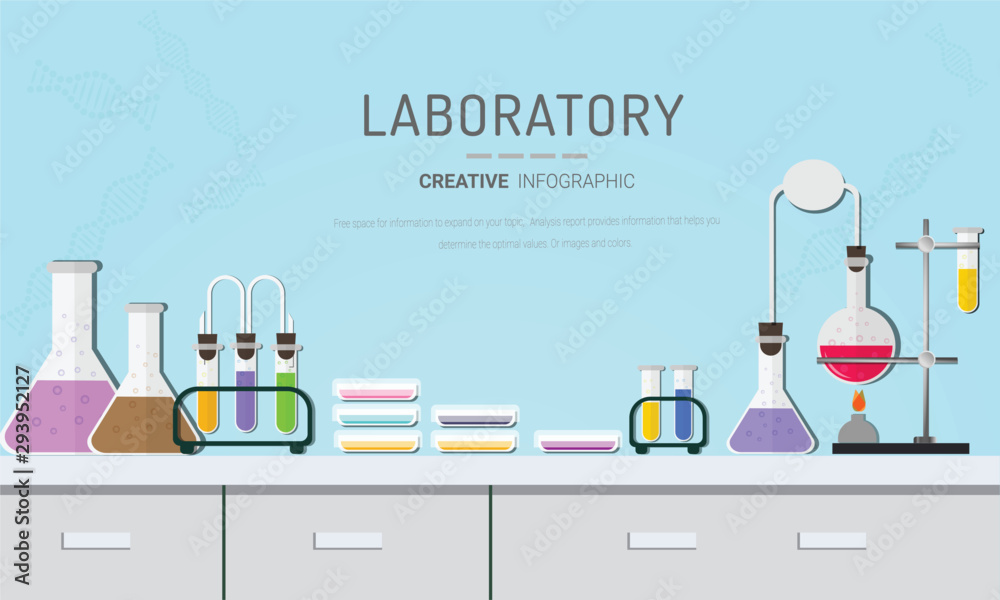 Lab worker table computer chemical research process. Pharmaceutical ...