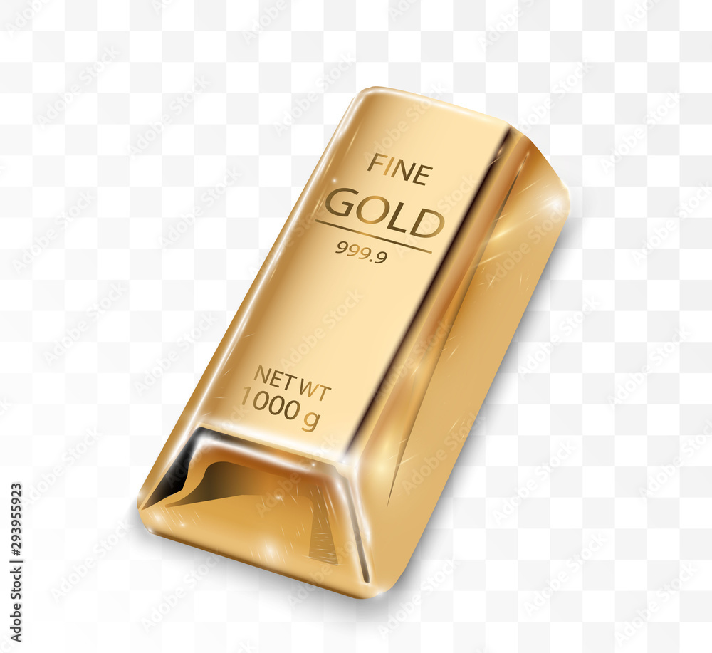 Gold bar isolated on transparent background. Stock Vector | Adobe Stock