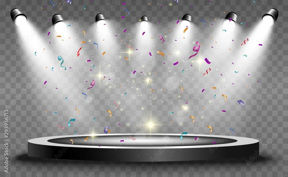 Winner background with signs of first, second and third place on a ...