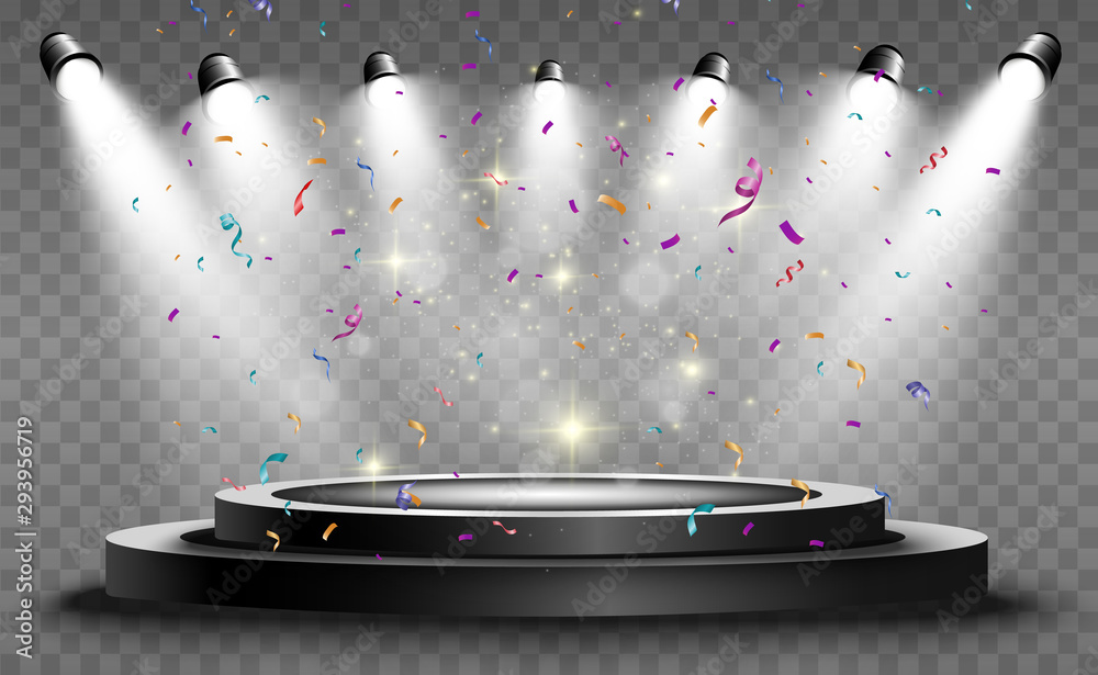 Winner background with signs of first, second and third place on a ...