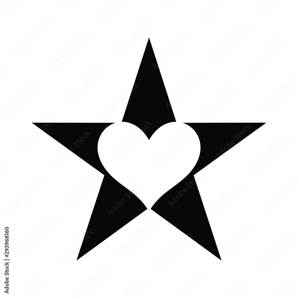 Heart Love and Star. Logo and Icon Symbol. Isolated white background ...