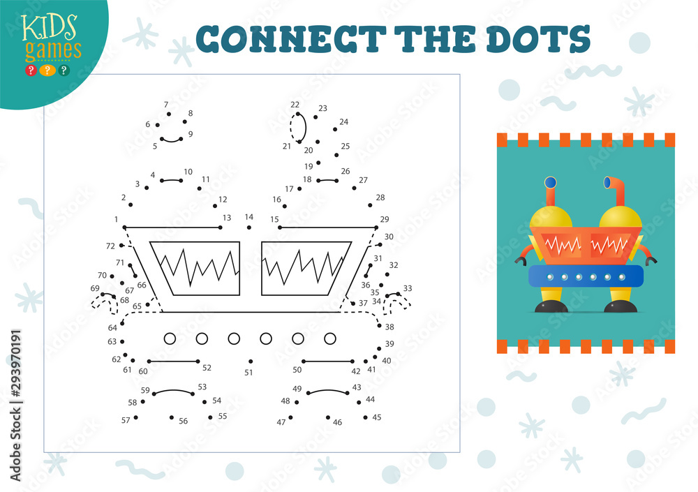 Connect the dots kids game vector illustration. Preschool children ...