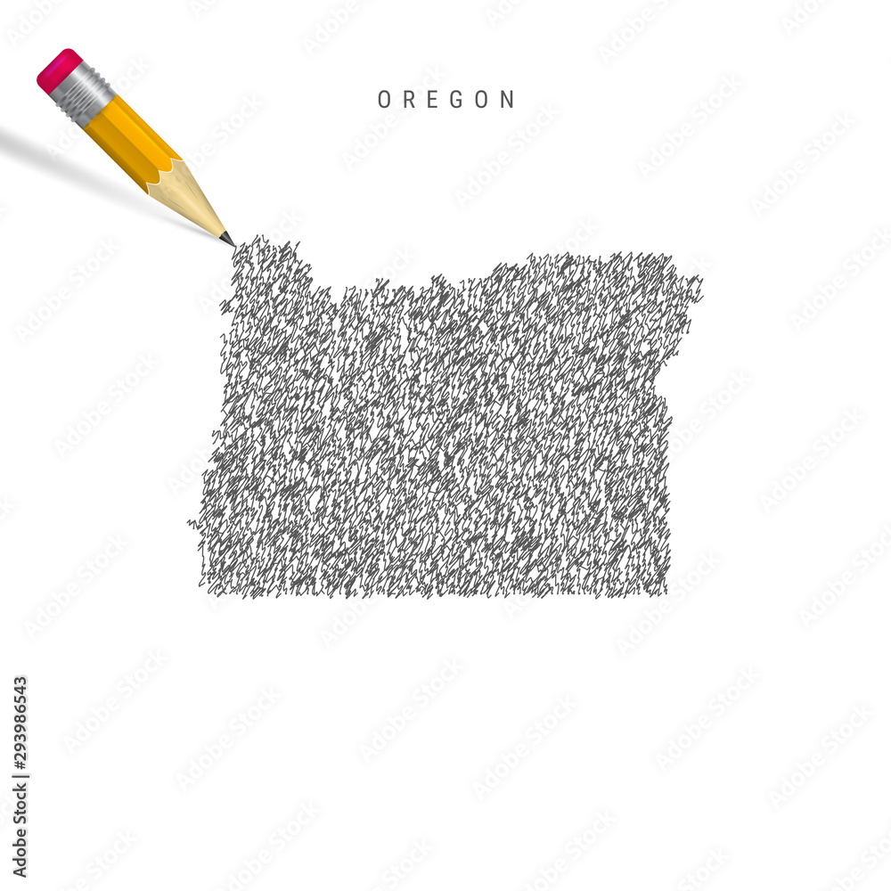 Oregon sketch scribble map isolated on white background. Hand drawn ...