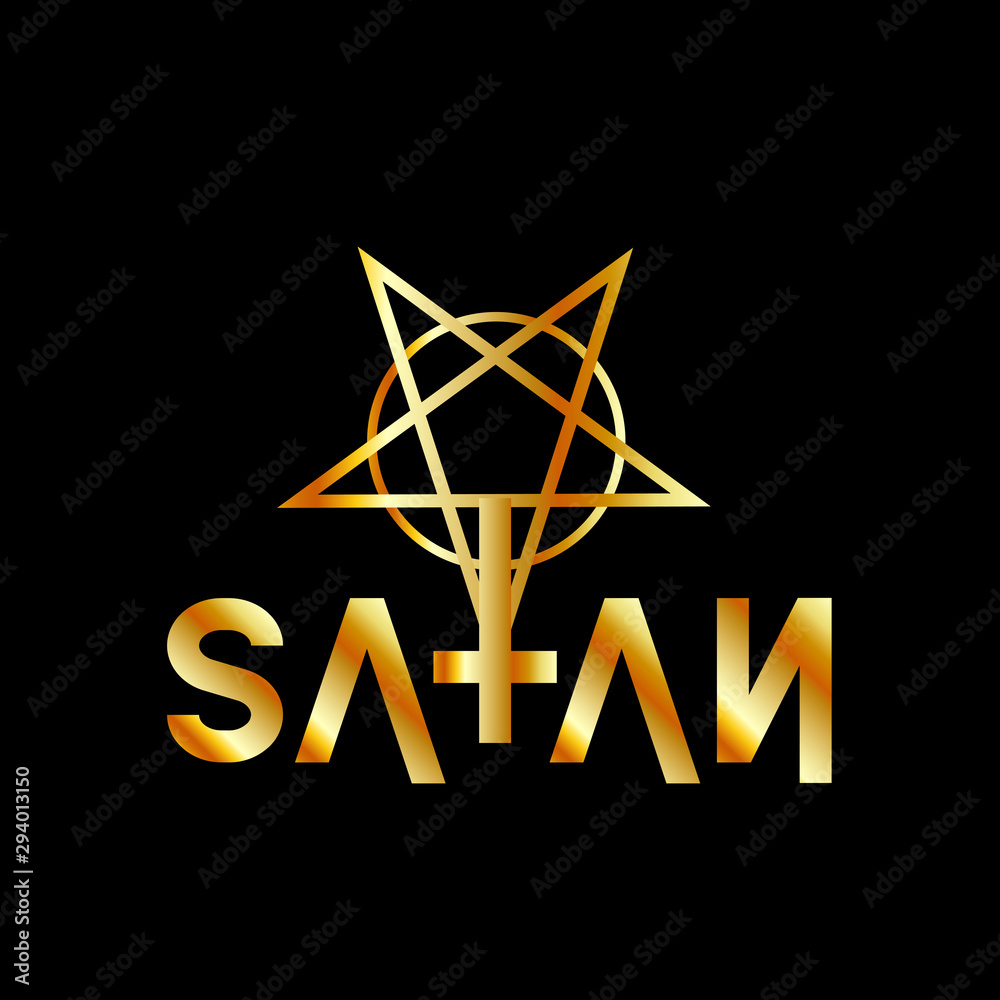 Antichrist quote with pentagram and occult symbol upside down cross T ...