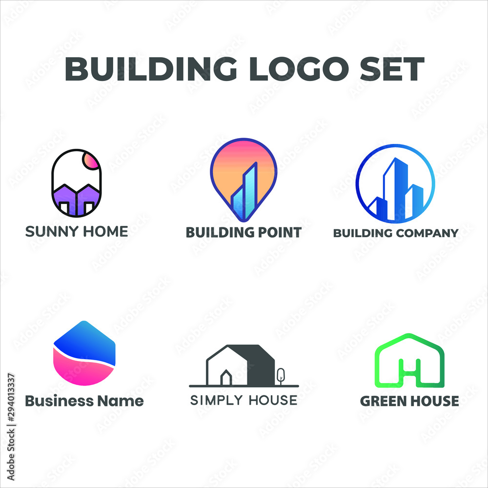building modern logo set design sign illustration symbol vector bundel ...
