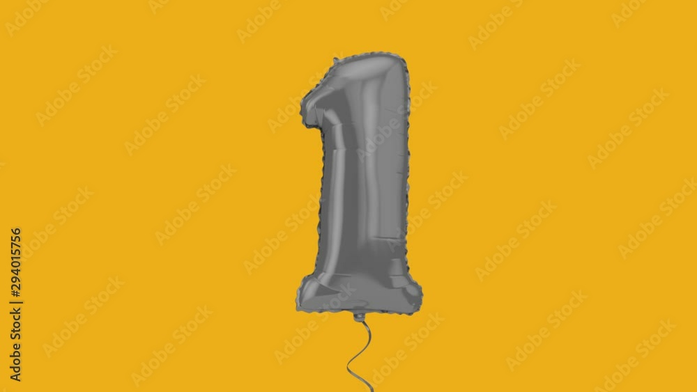 Number one helium birthday party celebration balloon background. 3D ...