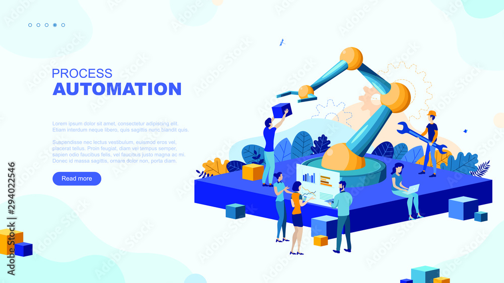Trendy flat illustration. Automation page concept. Robotization ...