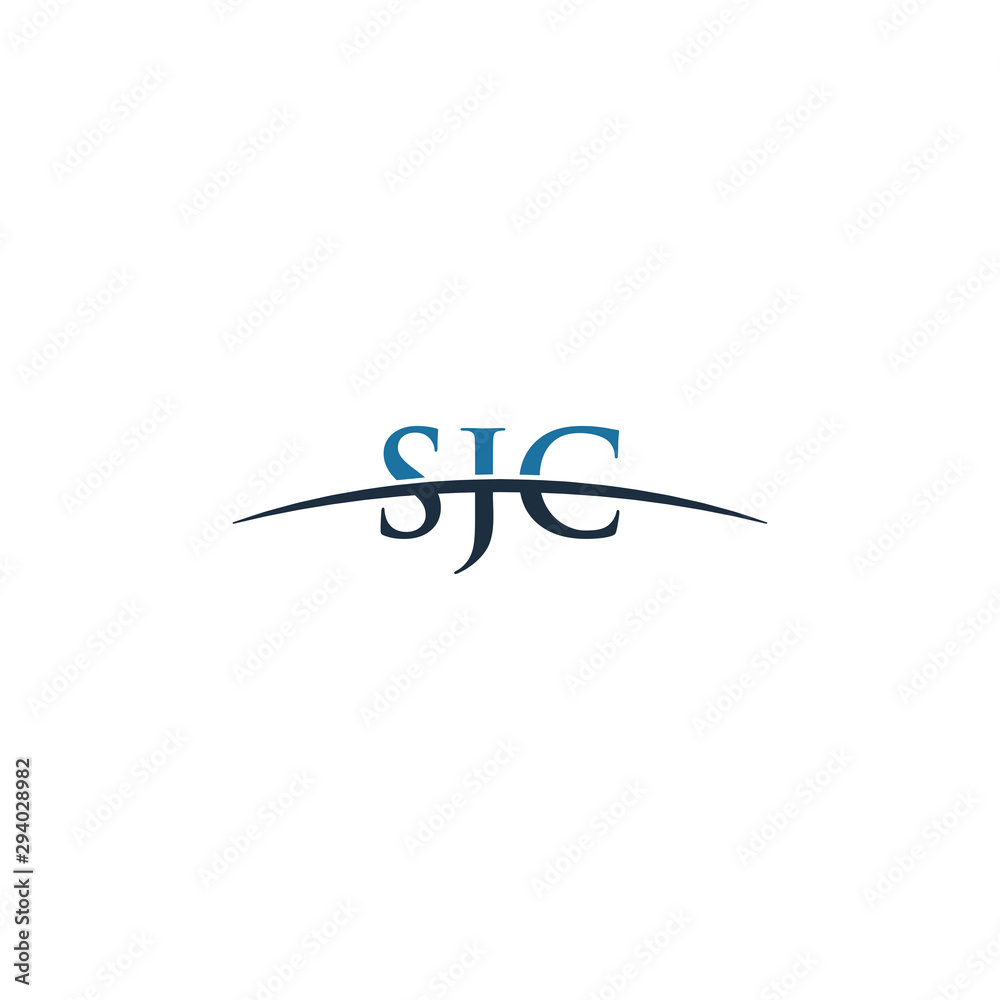 Initial letter SJC, overlapping movement swoosh horizon logo company ...