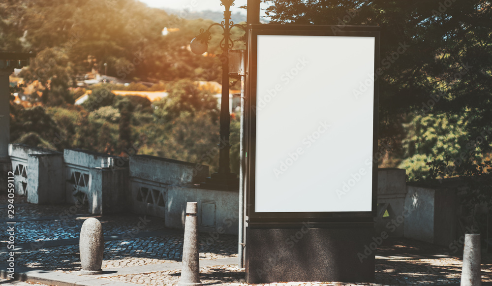 Mockup of the blank information poster in suburban settings on the ...