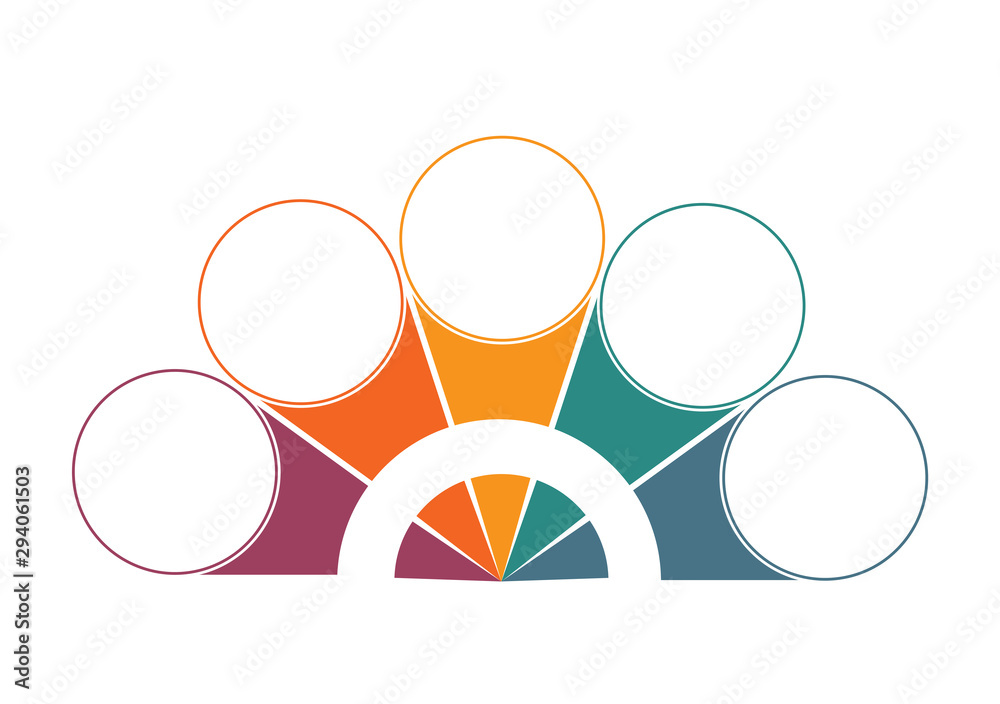 Colorful semicircle and circles for 5 Positions. Template for colour ...