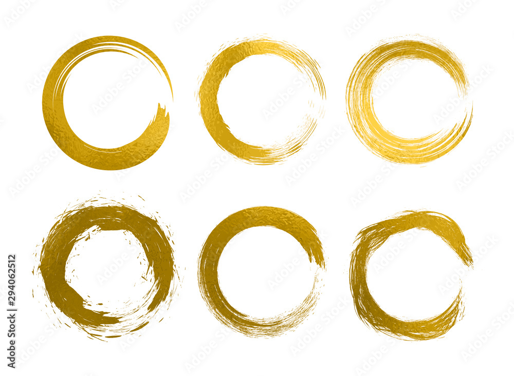 Set different circle brush strokes, hand drawn paint brush circle logo ...