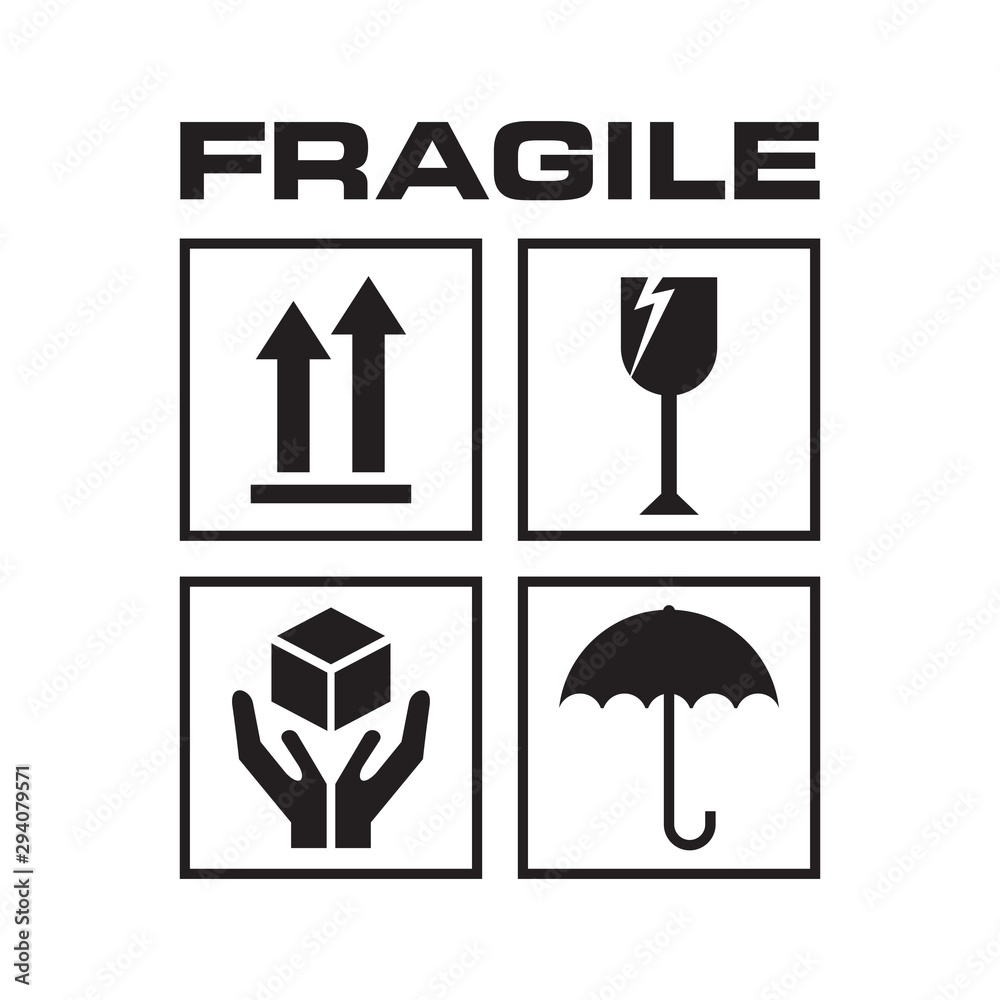 Fragile Icon, Packaging Icon Stock Vector | Adobe Stock