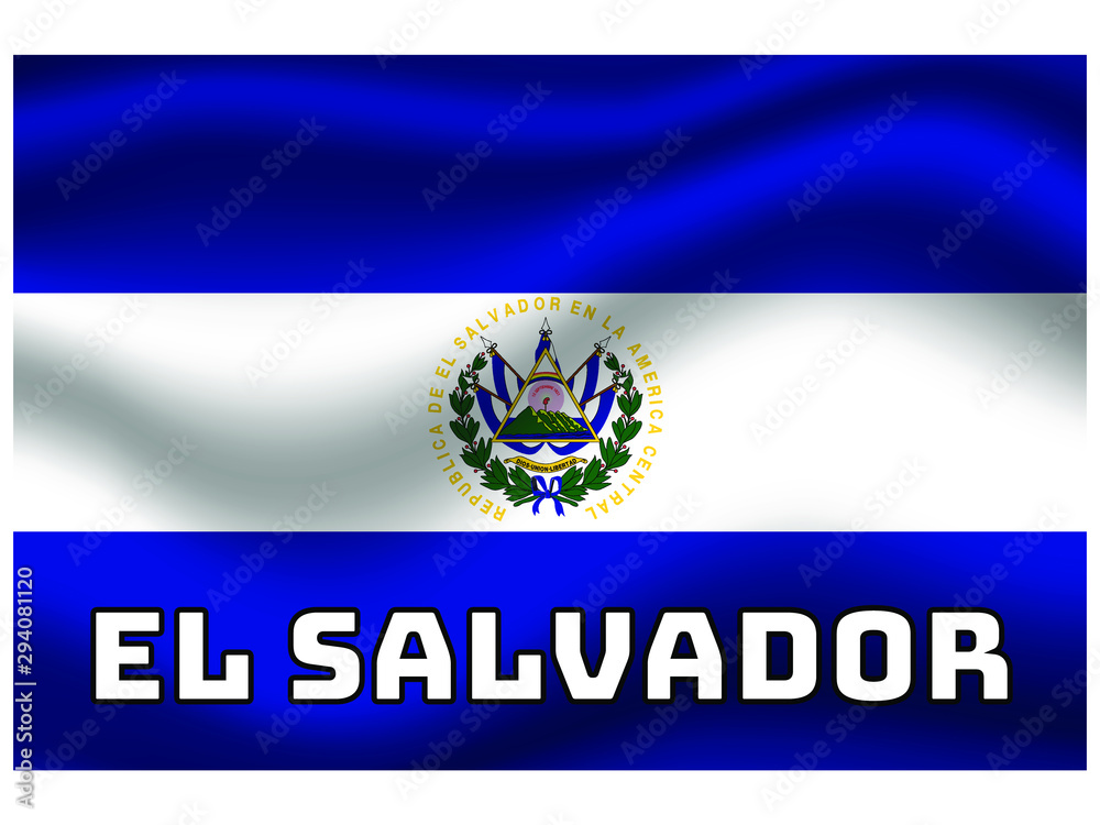 El Salvador Waving national flag with name of country, for background ...