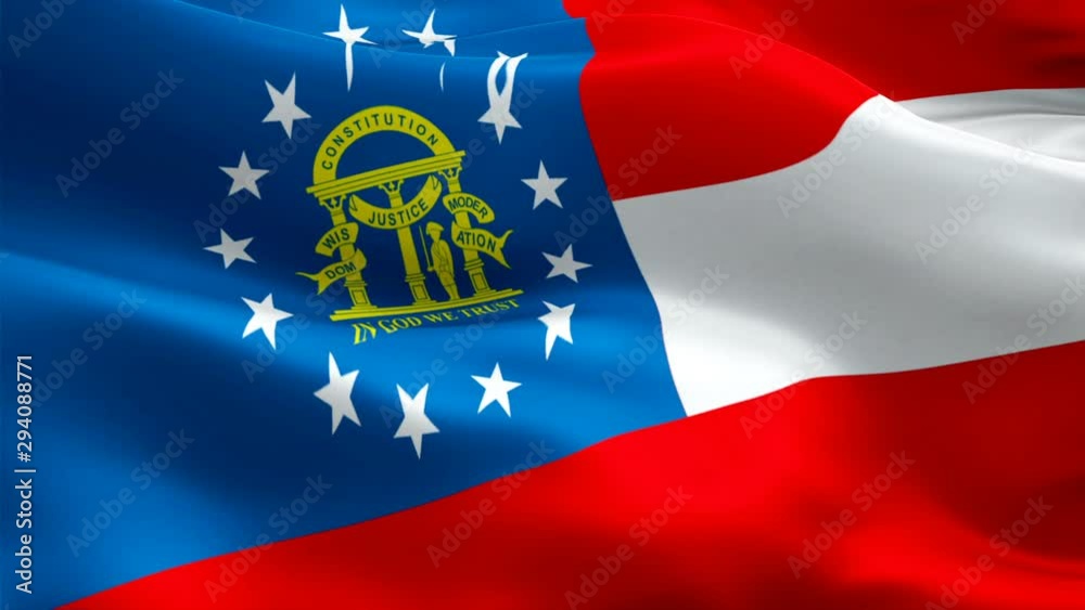 Georgia flag video waving in wind. Realistic US State Flag background ...