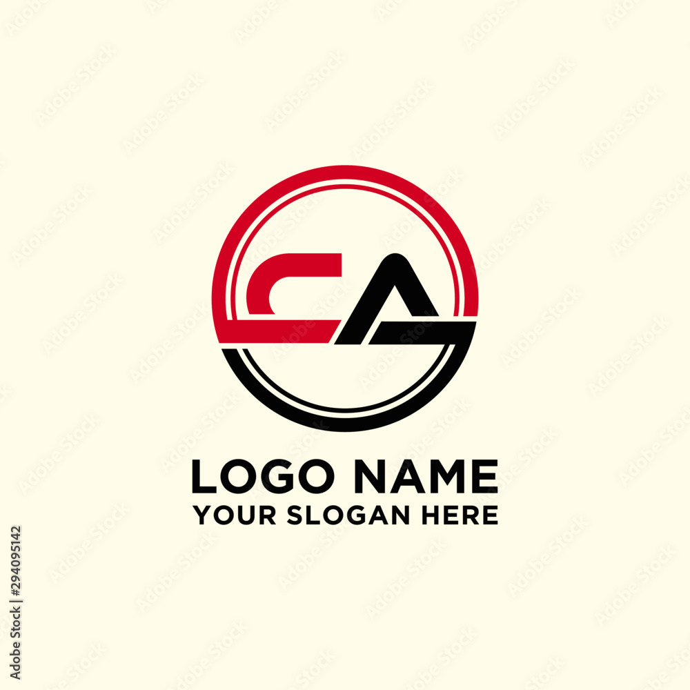 Circle logo with the letter CA inside. letters connecting with circles ...