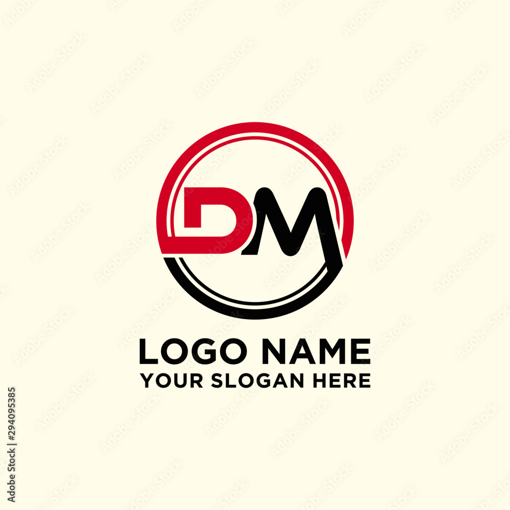 Circle logo with the letter DM inside. letters connecting with circles ...