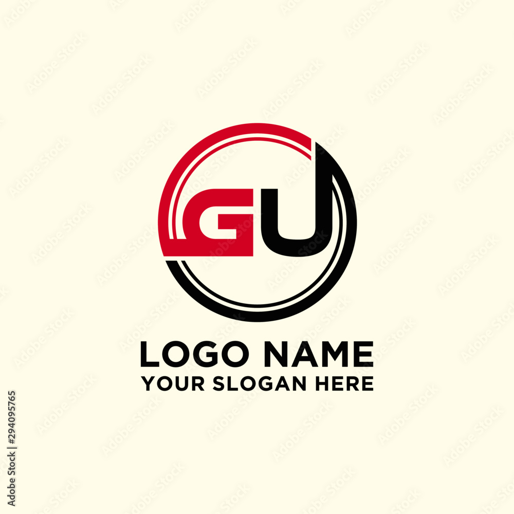 Circle logo with the letter GU inside. letters connecting with circles ...