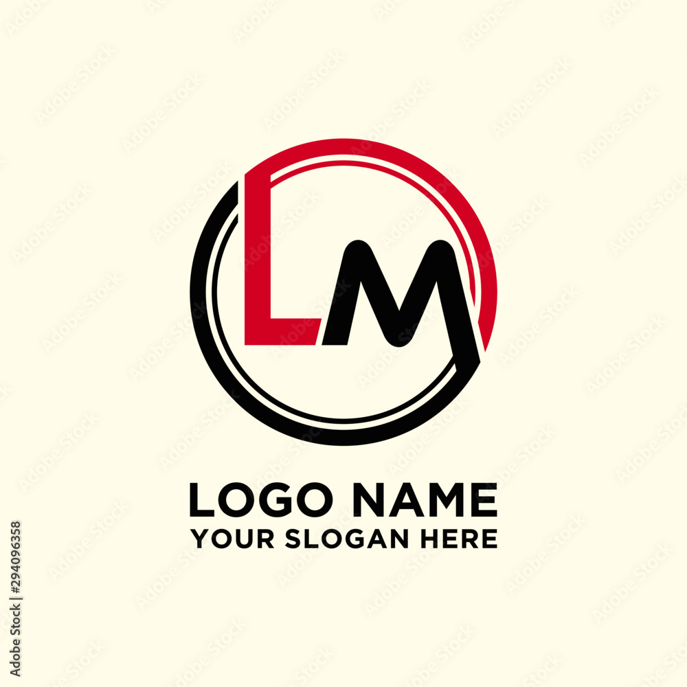 Circle logo with the letter LM inside. letters connecting with circles ...
