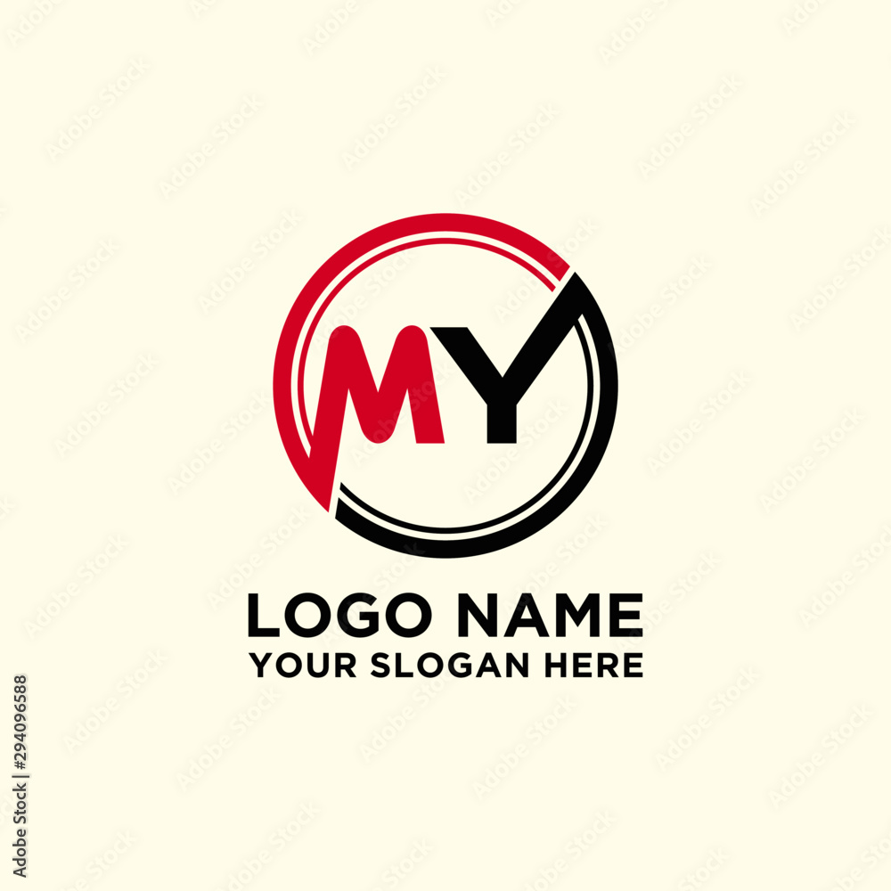 Circle logo with the letter MY inside. letters connecting with circles ...