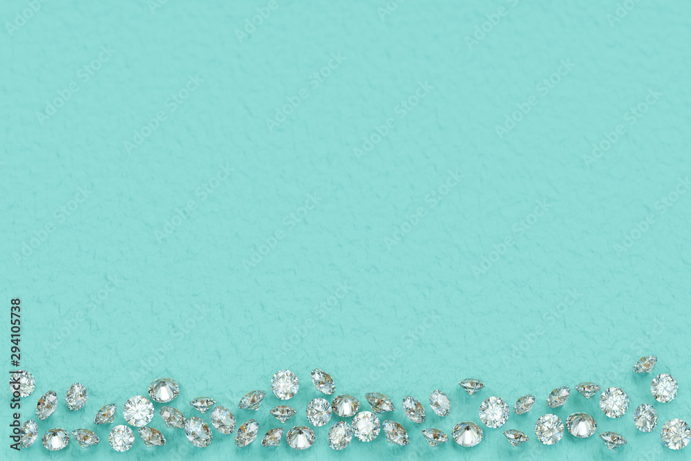 Round cut diamonds scattered on turquoise background Stock Illustration ...