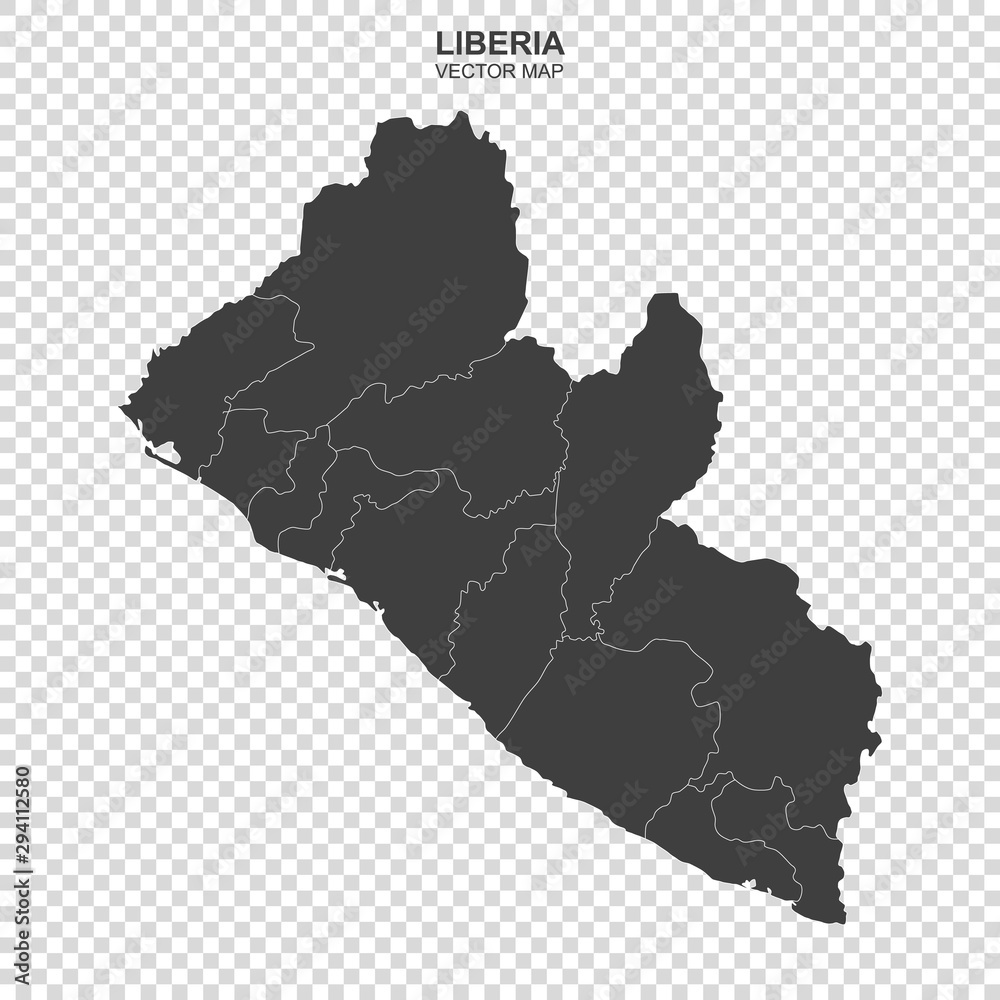 political map of Liberia isolated on transparent background Stock ...