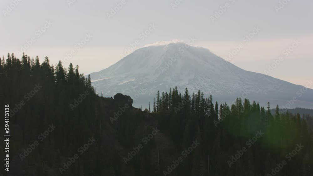 Mount Adams, Washington circa-2019. Aerial view of Mount Adams. Shot ...