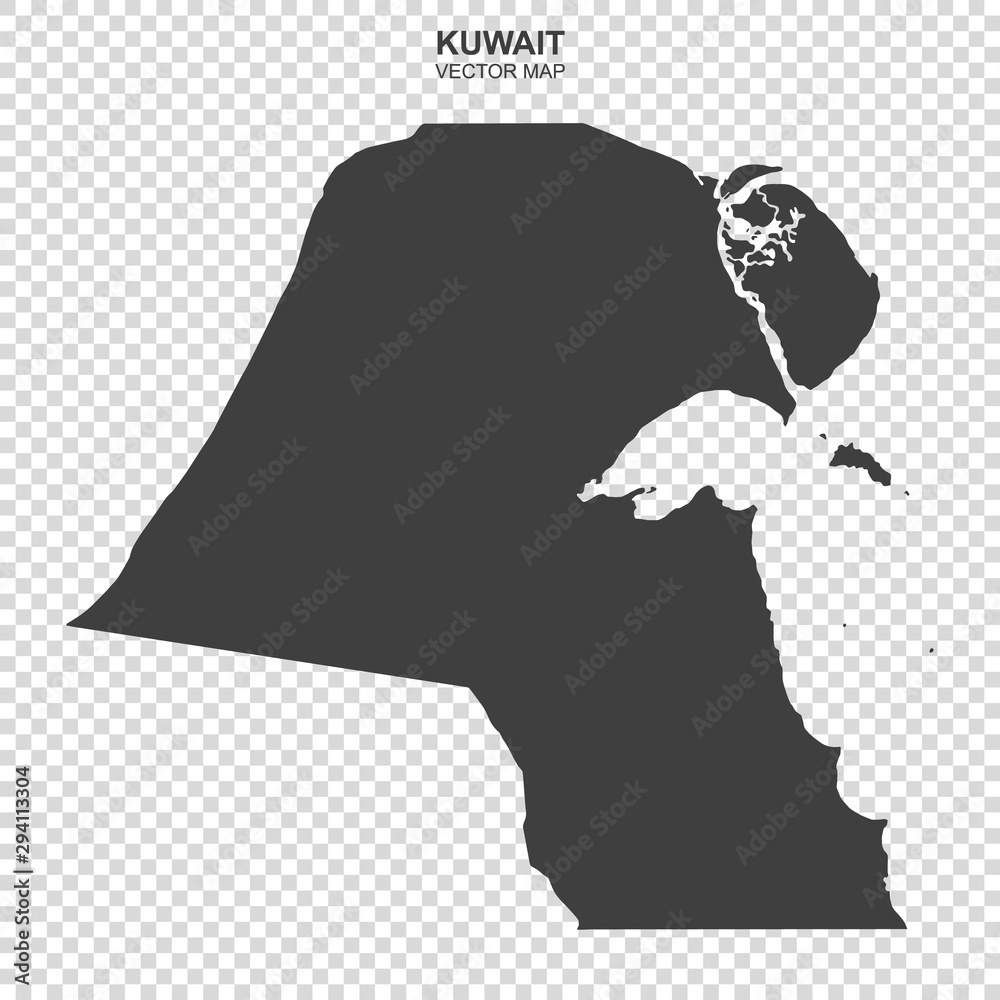 political map of Kuwait isolated on transparent background Stock Vector ...