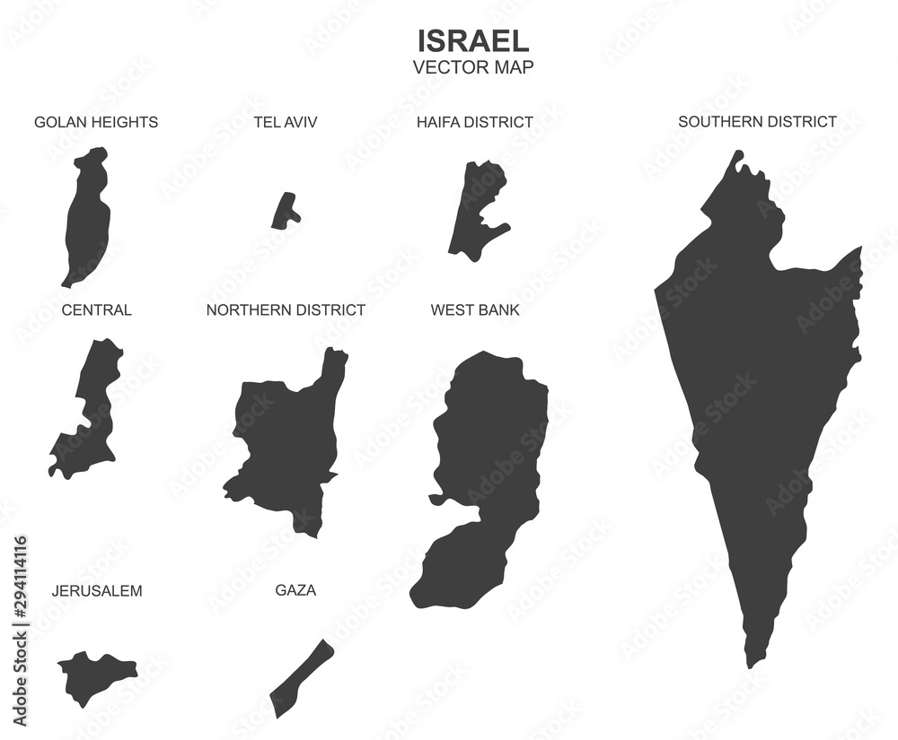political map of Israel isolated on white background Stock Vector ...