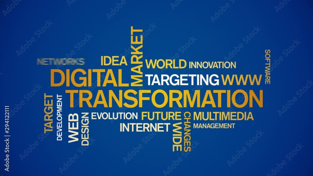4k Digital Transformation Animated Tag Word Cloud;Text Design Animation ...