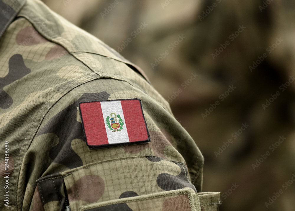 Flag of Peru on military uniforms. Flag of Peru on soldiers arm ...