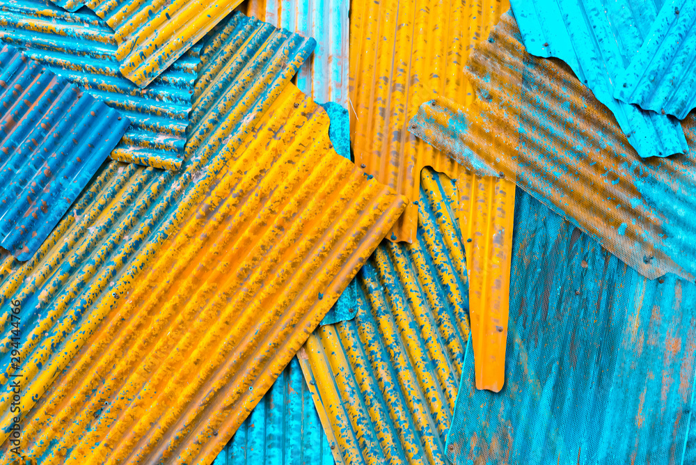 Rusty on zinc metal plate texture and background. Colorful zinc metal ...