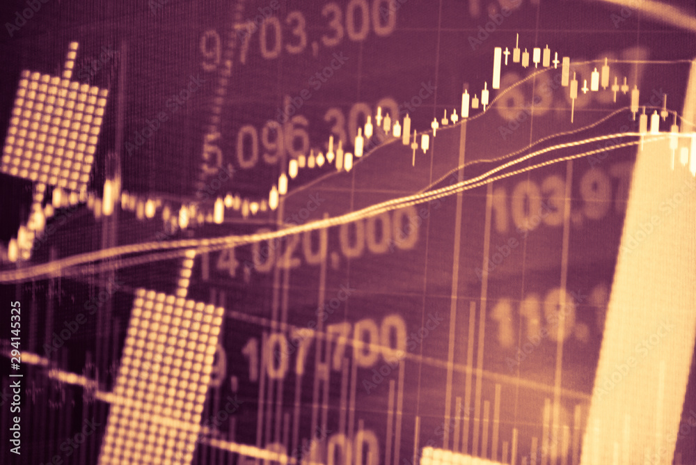 Charts of financial instruments with various type of indicators ...
