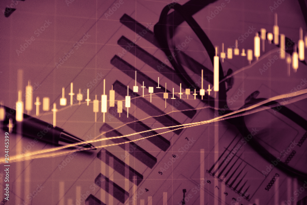 Charts of stock market instruments with various type of indicators and ...