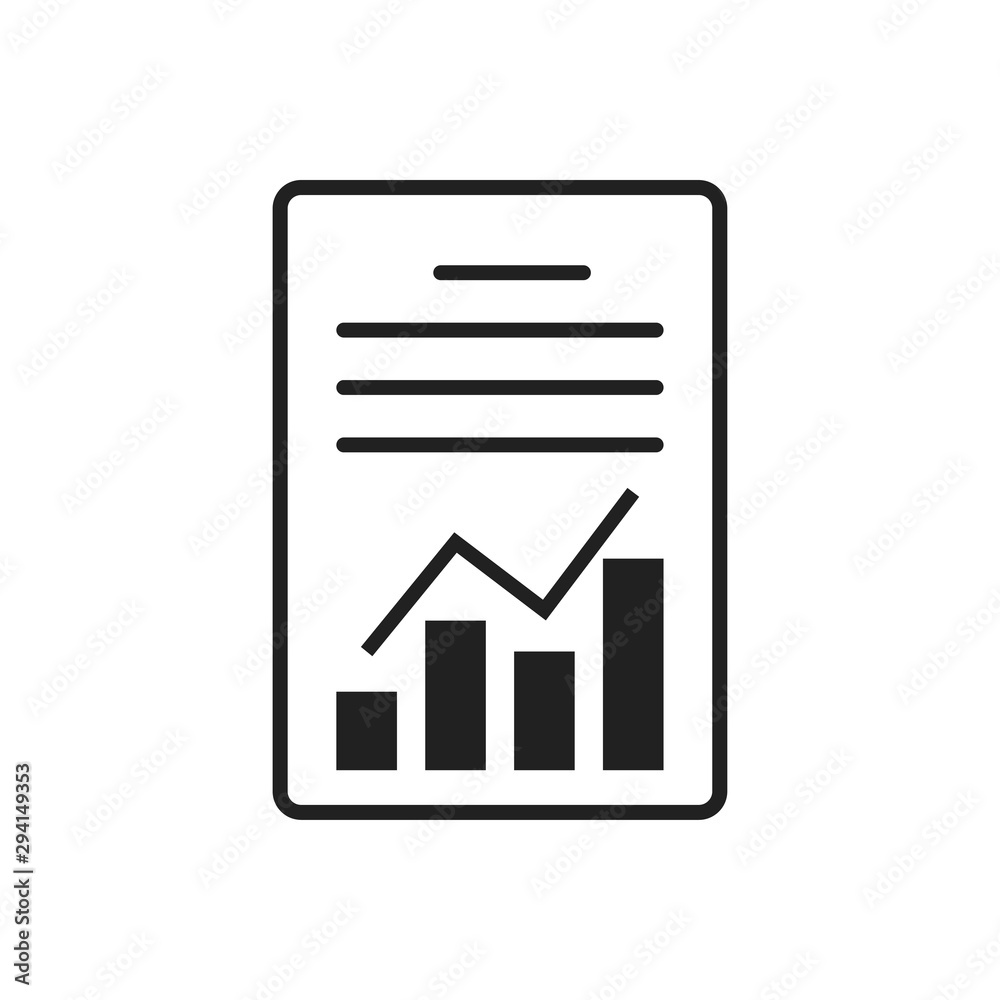 Report or graphic document isolated vector icon with chart. Paper ...