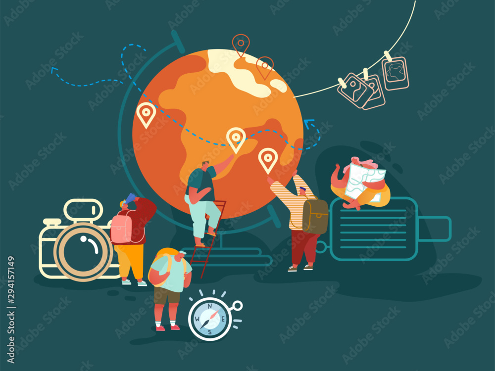 People Characters Adventure Tourism, Travel Abroad, Man and Woman ...