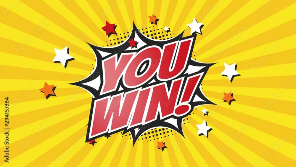 YOU WIN! - Comic Pop Art text video 4K, chroma key version included ...