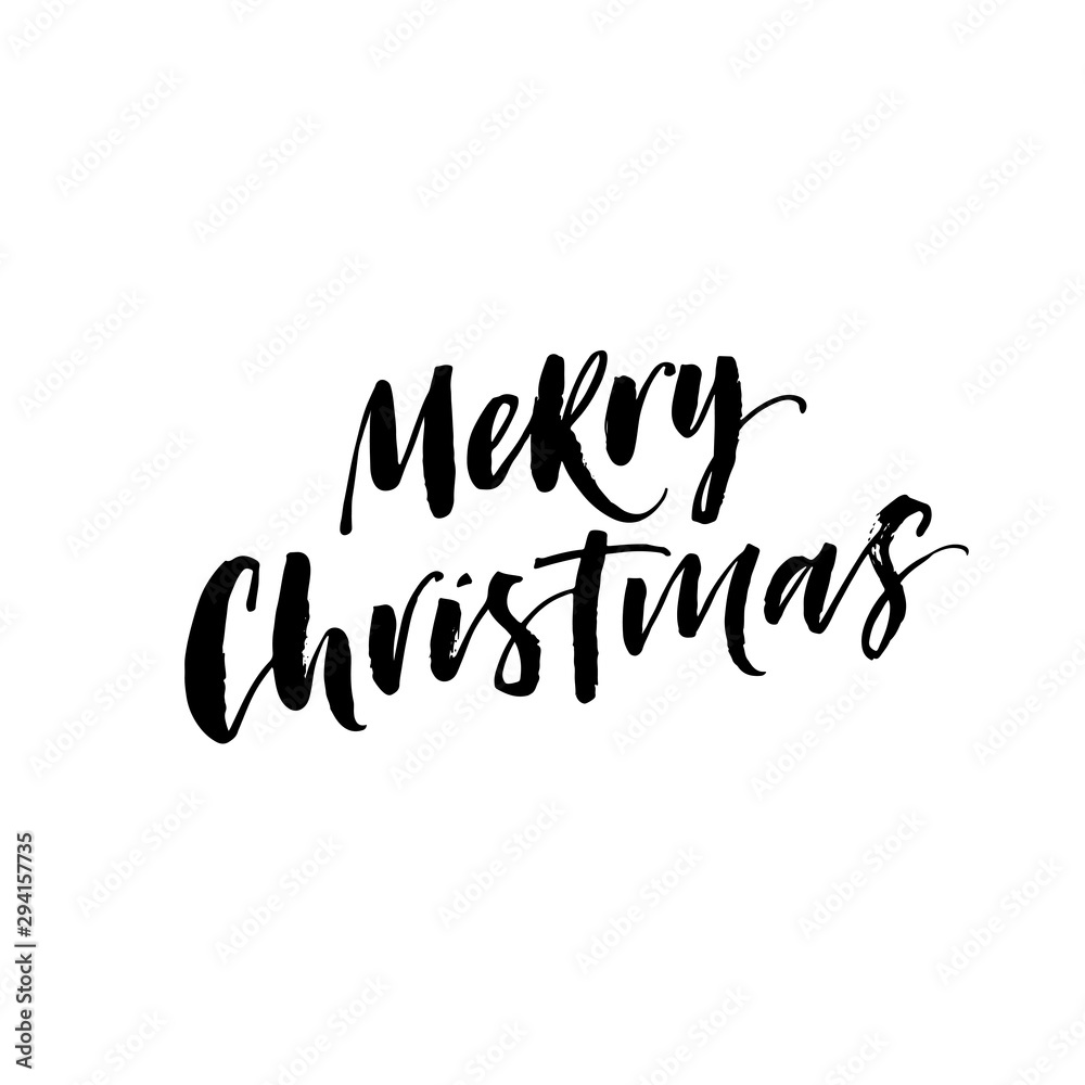 Merry Christmas card. Hand drawn brush style modern calligraphy. Vector ...