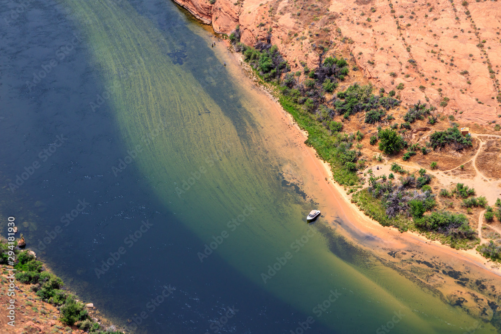 Top view of Colorado River located at Page, Arizona, USA. It was takedn ...