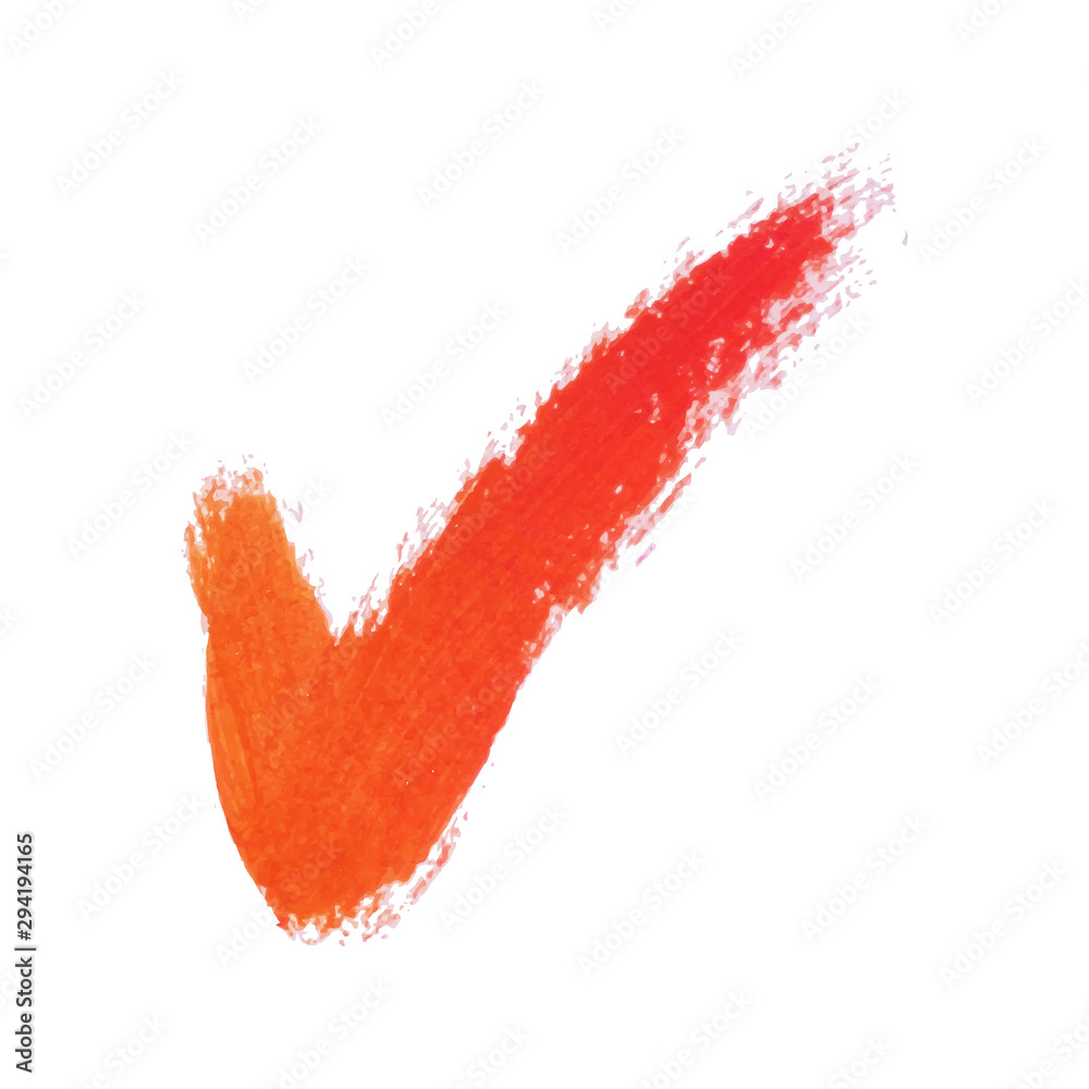 Smear brush stroke check mark. Isolated shape on white background ...